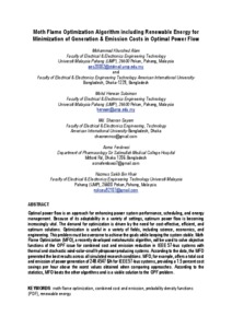 Moth Flame Optimization Algorithm including Renewable Energy for Minimization of Generation ...